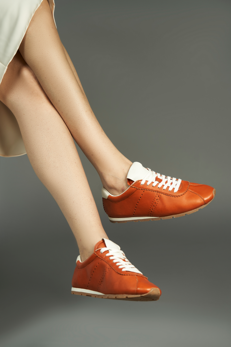 Kipper Women's Leather Court Sneakers - Terracotta – Heel Your Sole